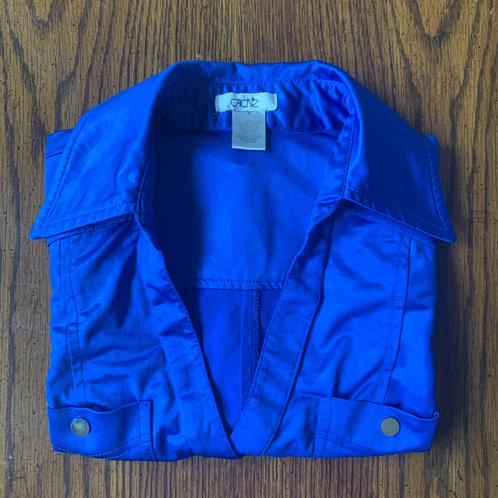 Bright Royal Blue Satin Blouse. Gorgeous Blouse - Gem